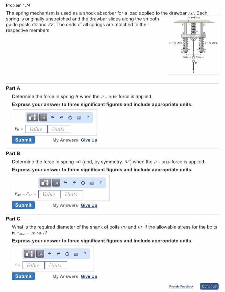 Solved The spring mechanism is used as a shock absorber for | Chegg.com