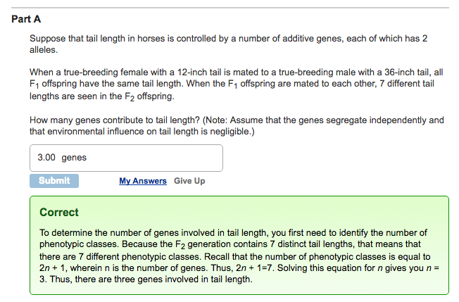 Solved Part A Suppose that tail length in horses is | Chegg.com