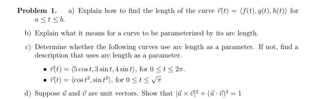 Solved Problem 1, a) Explain how to find the length of the | Chegg.com