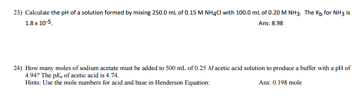 Solved Calculate the pH of a solution formed by mixing 250.0 | Chegg.com