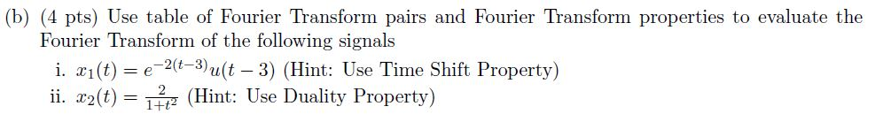 Solved Use table of Fourier Transform pairs and Fourier | Chegg.com