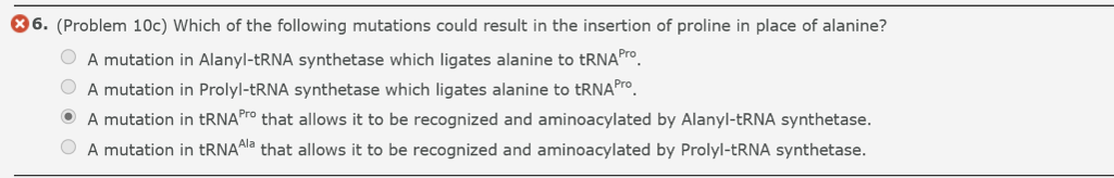 Solved 6. (Problem 10c) Which of the following mutations | Chegg.com