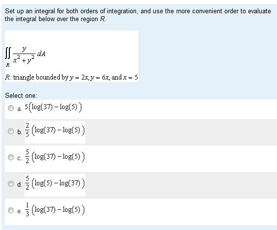 Solved Set up an integral for both orders of integration and | Chegg.com