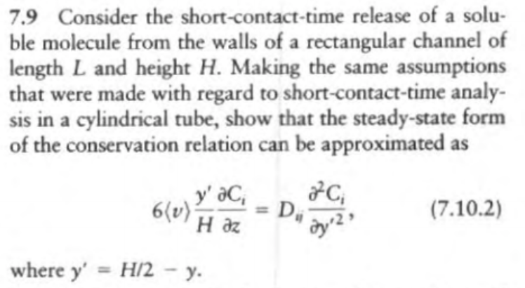 7.9 Consider the short-contact-time release of a | Chegg.com