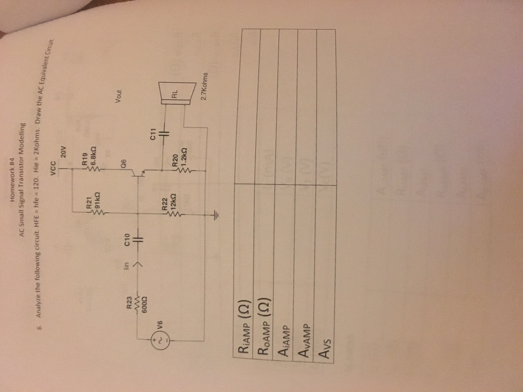 Solved Analyze the following HFE = hfe = 120, Hie = 2Kohms. | Chegg.com