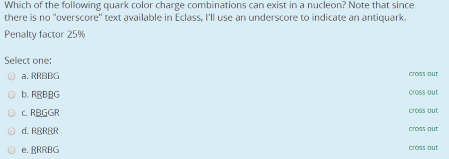 Solved Which of the following quark color charge | Chegg.com