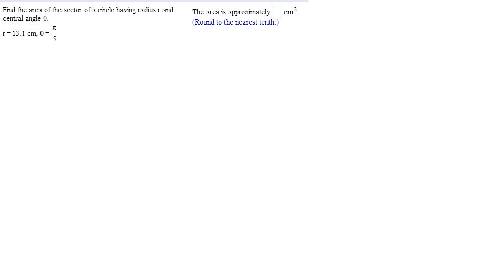 Solved Find the area of the sector of a circle having radius | Chegg.com