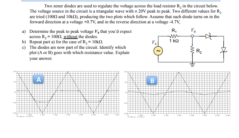 Solved Two zener diodes are used to regulate the voltage | Chegg.com