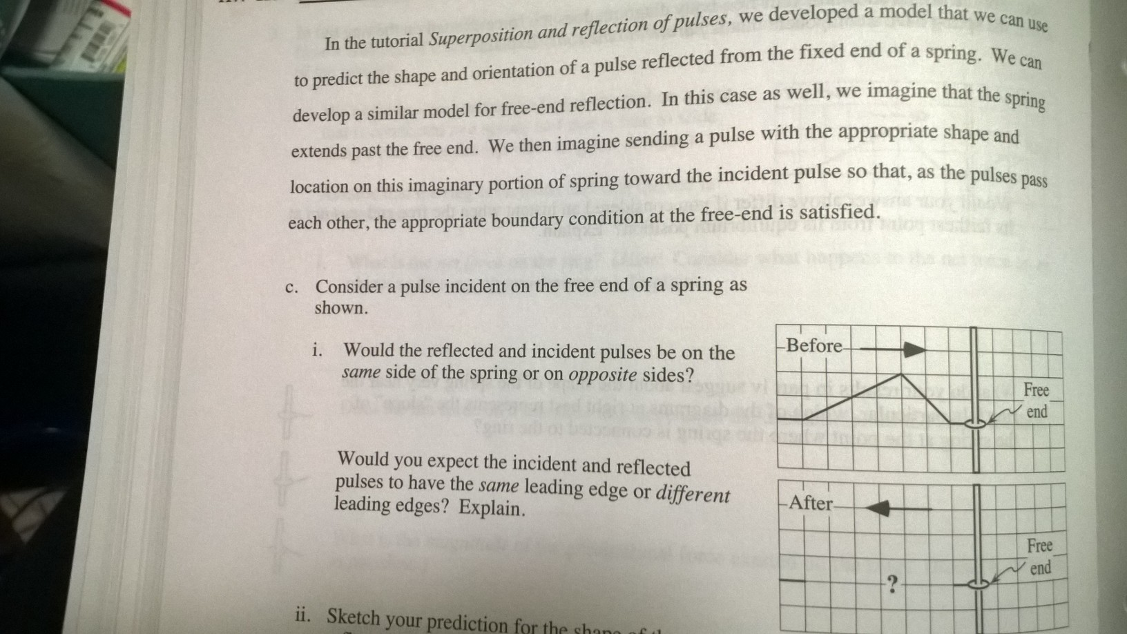 Solved end of the tutorial Superposition and reflection of | Chegg.com