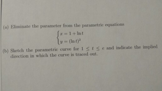 Solved Eliminate the parameter from the parametric equations | Chegg.com
