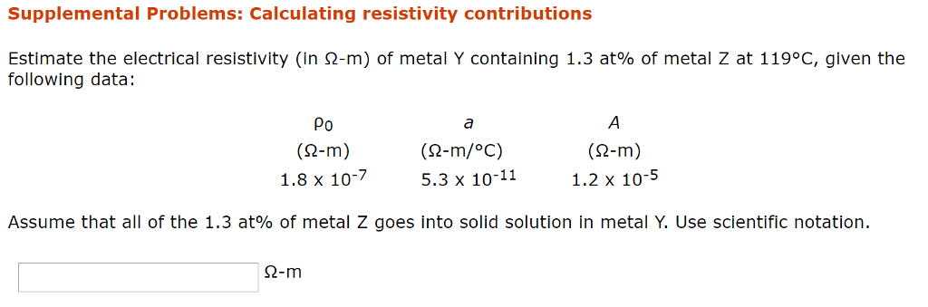 Solved Supplemental Problems: Calculating resistivity | Chegg.com