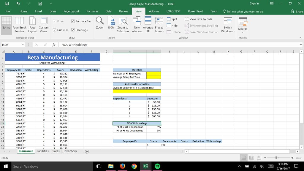 Solved cApp Cap2_Manufacturing Excel Home InsertDraw Page | Chegg.com