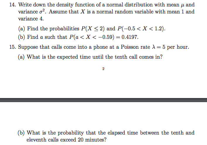 Solved 14. Write down the density function of a normal | Chegg.com