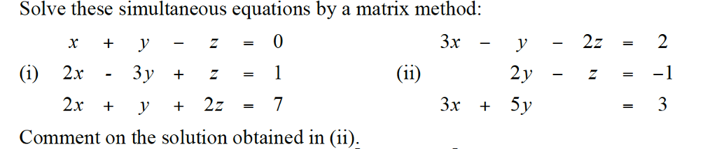 Solved Solve these simultaneous equations bv a matrix | Chegg.com