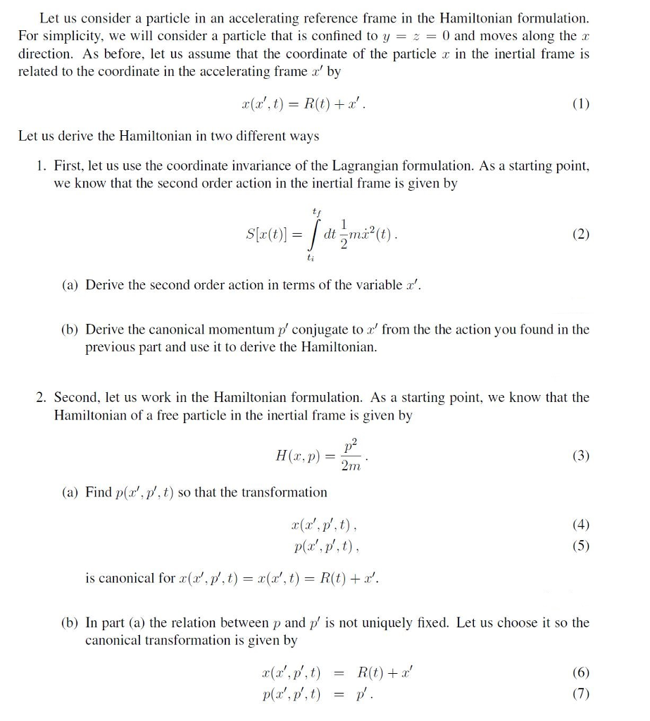 Solved Let us consider a particle in an accelerating | Chegg.com