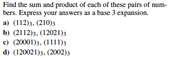 Solved Find the sum and product of each of these pairs of | Chegg.com