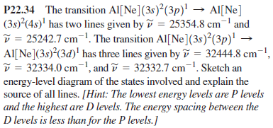 Solved P22.34 The transition Al[Ne](3s)2(3p)'→Al[Ne] | Chegg.com