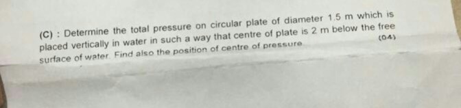 Solved Determine the total pressure on circular plate of | Chegg.com