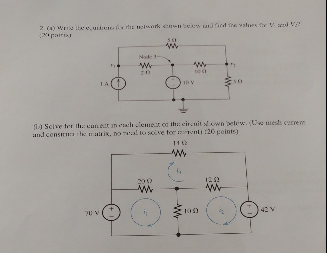 Solved ) Write the equations for the network shown below and | Chegg.com