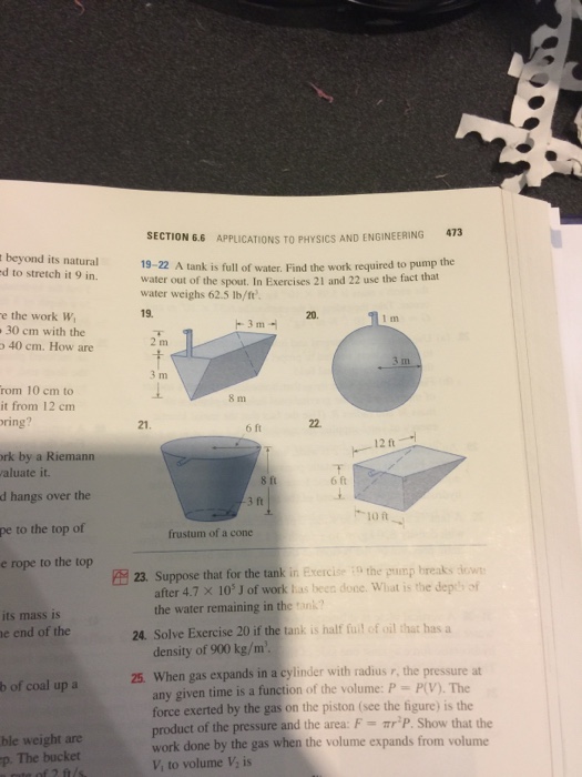 Solved A tank is full of water. Find the work required to | Chegg.com