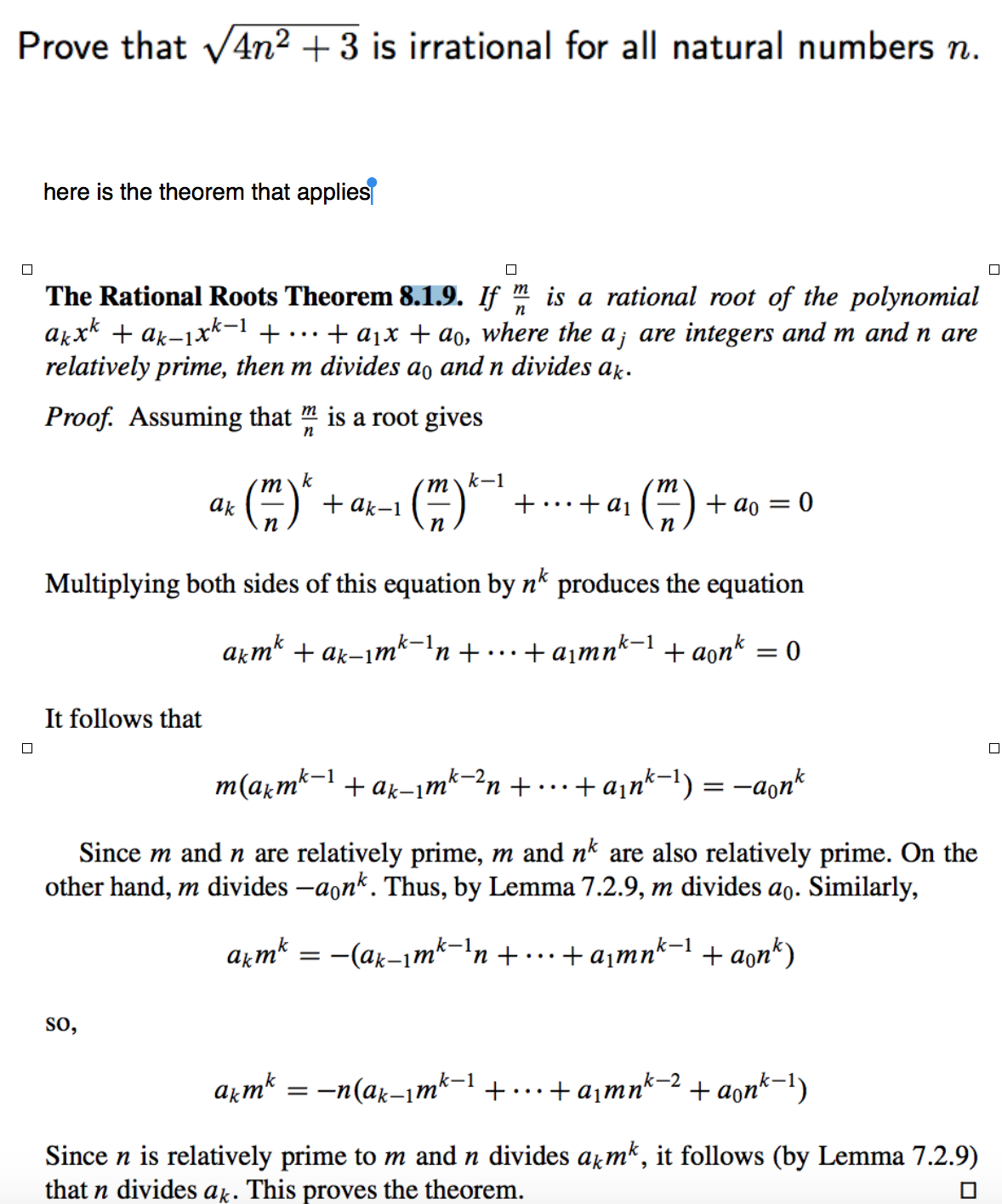 Irrational Root Theorem Irrational Root Theorem