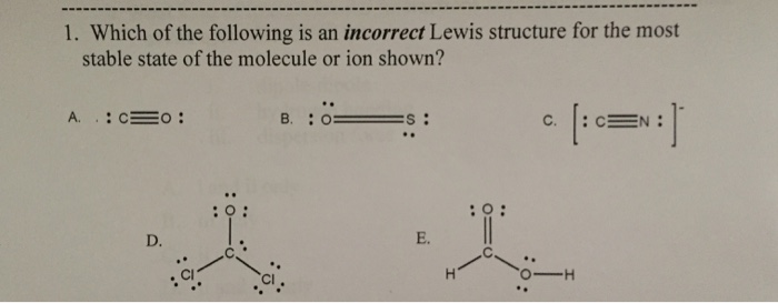 Solved Which of the following is an incorrect Lewis | Chegg.com
