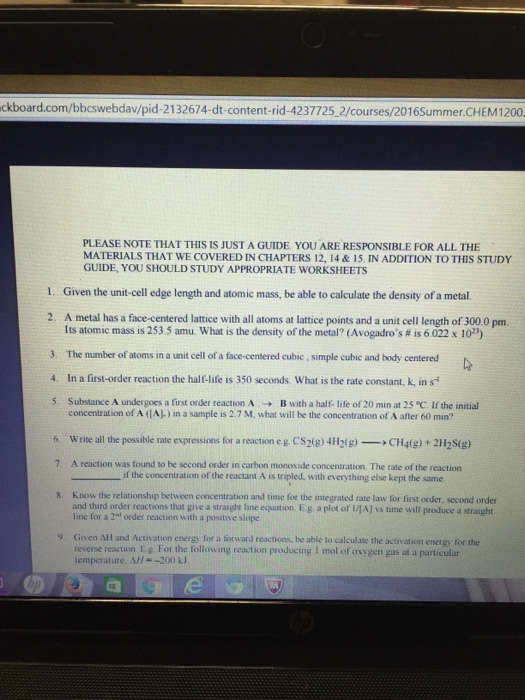 Solved Given the unit-cell edge length and atomic mass, be | Chegg.com