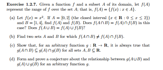 Solved Given a function f and a subset A of its domain, let | Chegg.com