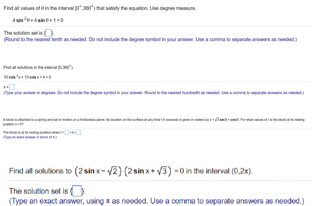 Solved Find all values of theta in [0 degree, 360 degree) | Chegg.com