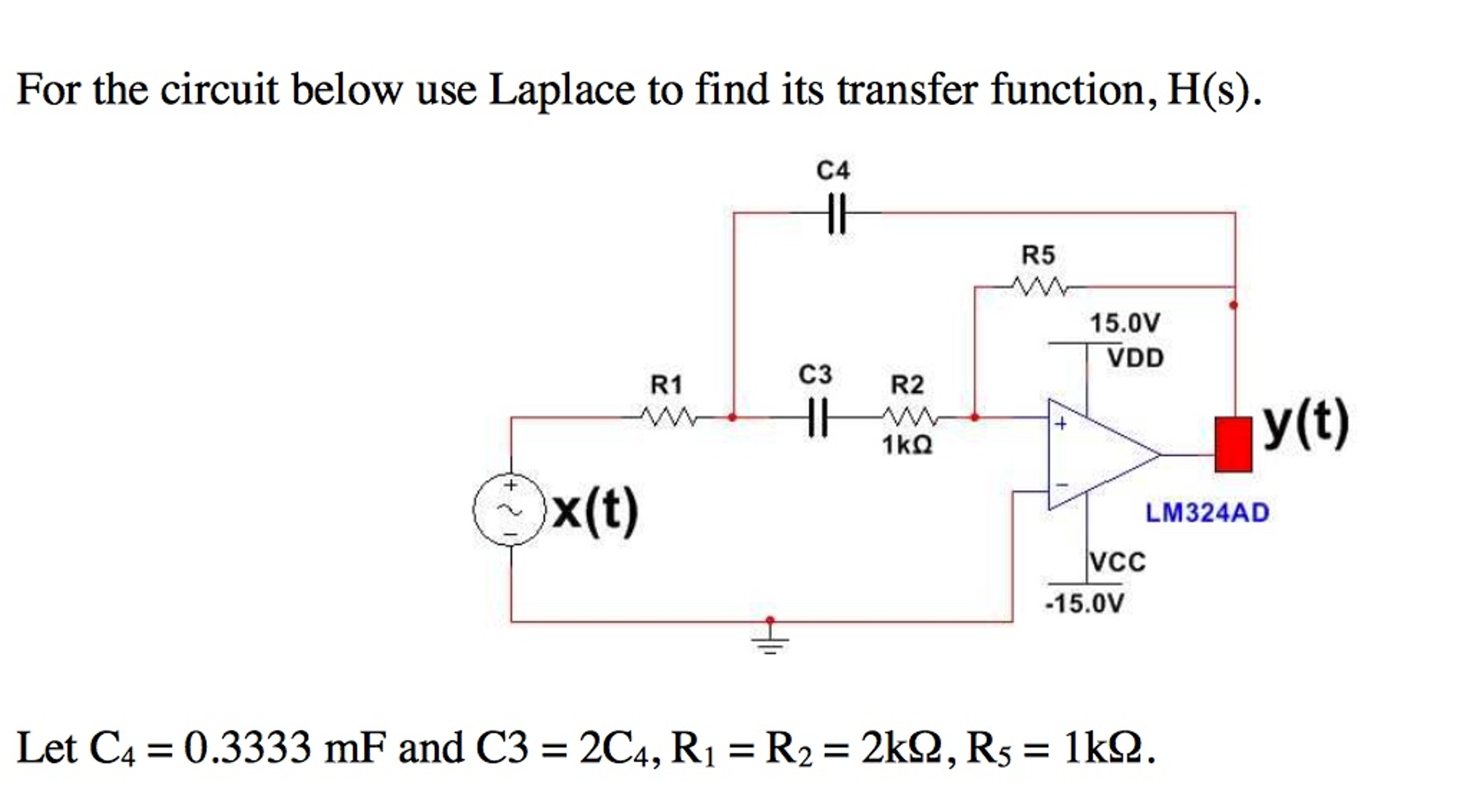 Solved For the circuit below use Laplace to find its | Chegg.com