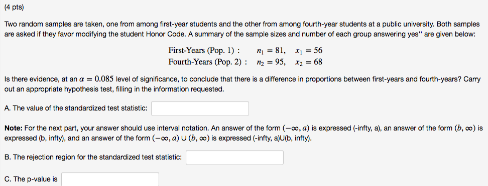 Solved 4 pts) Two random samples are taken, one from among | Chegg.com