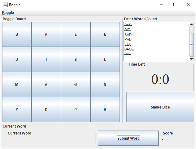 Solved Boggle Boggle Boggle Board Enter WNords Found 0 Time | Chegg.com