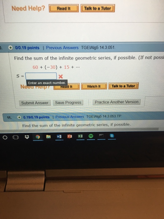 Solved Find The Sum Of The Infinite Geometric Series If