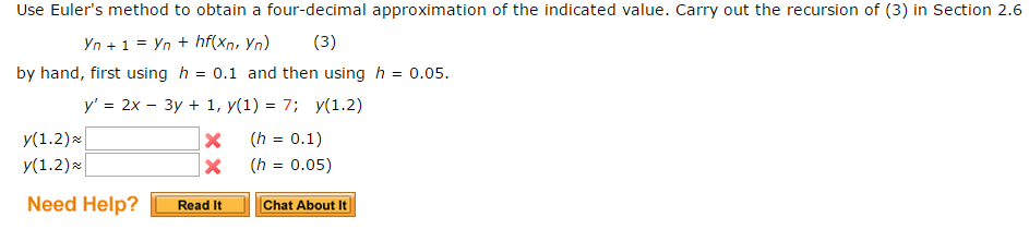 Solved Use Euler?s method to obtain a four-decimal | Chegg.com Solved Use Euler?s method to obtain a four-decimal | Chegg.com
