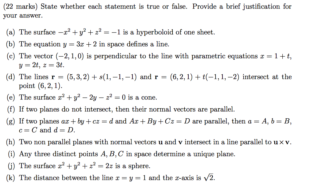 Solved State whether each statement is true or false. | Chegg.com