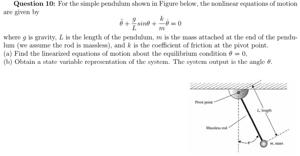 Solved Question 10: For the simple pendulum shown in Figure | Chegg.com