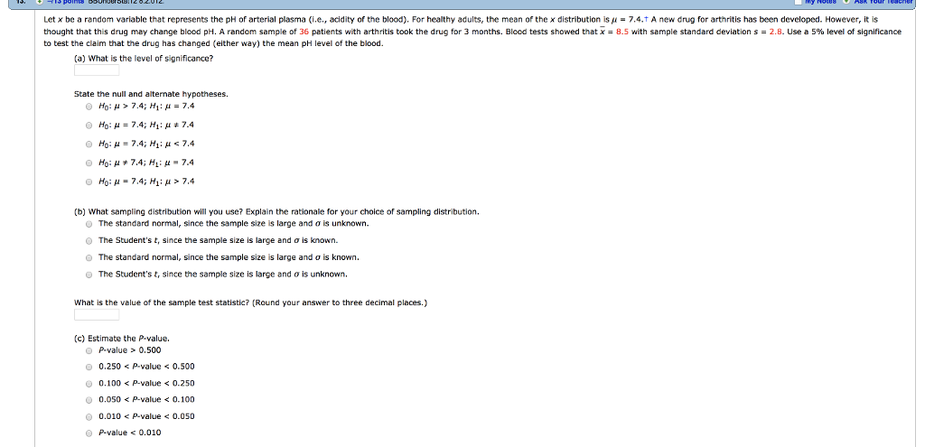 Solved Let be a random variable that represents the pH of | Chegg.com