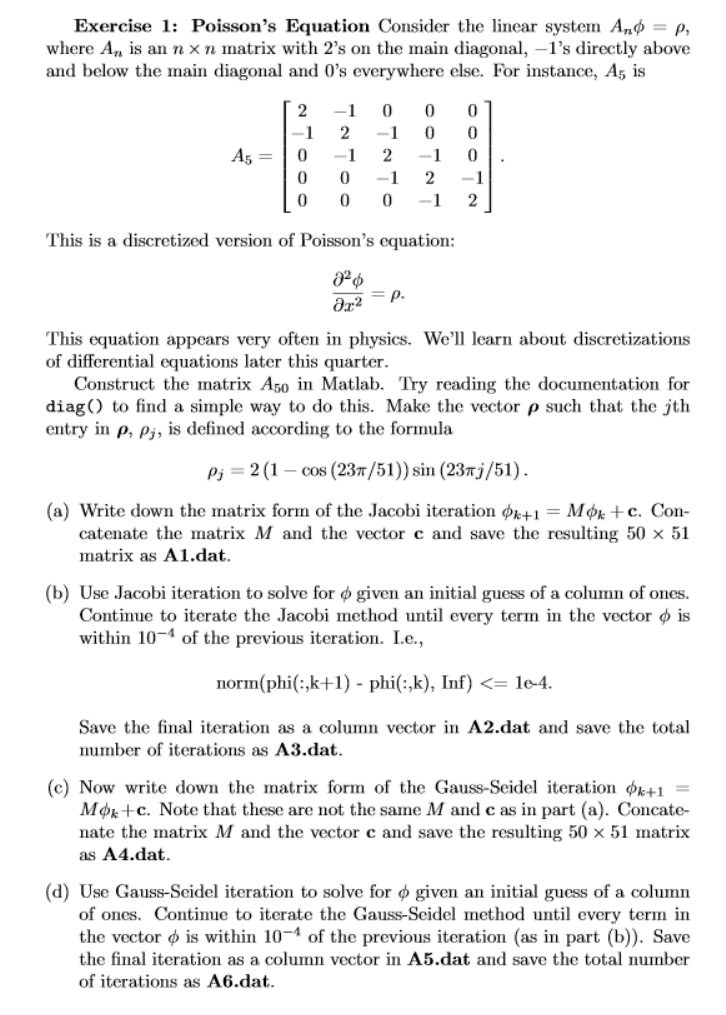 Solved Exercise 1: Poisson's Equation Consider the linear | Chegg.com