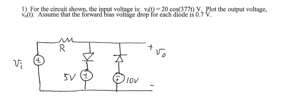 Solved For the circuit shown, the input voltage is: V_i(t) = | Chegg.com