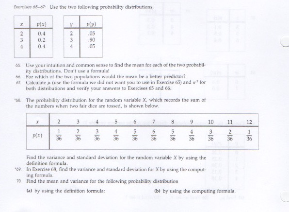 Solved Exercises 65-67 Use the two following probability | Chegg.com