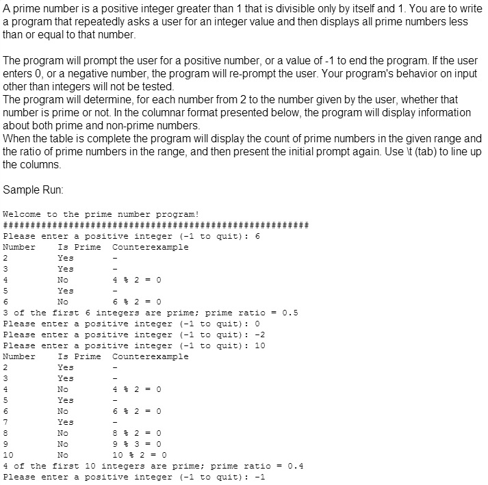 Solved A prime number is a positive integer greater than 1 | Chegg.com