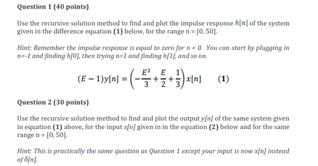Solved Question 1 (40 points) Use the recursive solution | Chegg.com