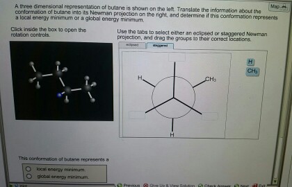 Solved A three dmensional representation of butane is shown | Chegg.com