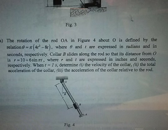 Solved Fig. 3 a) The rotation of the rod OA in Figure 4 | Chegg.com