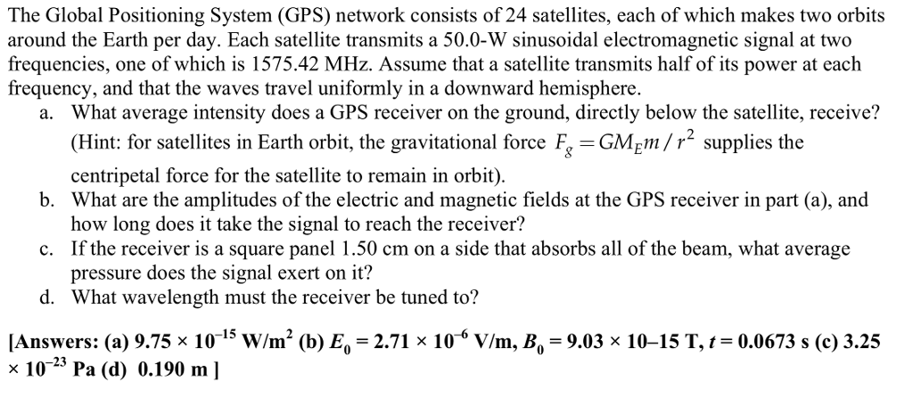Solved The Global Positioning System (GPS) network consists | Chegg.com