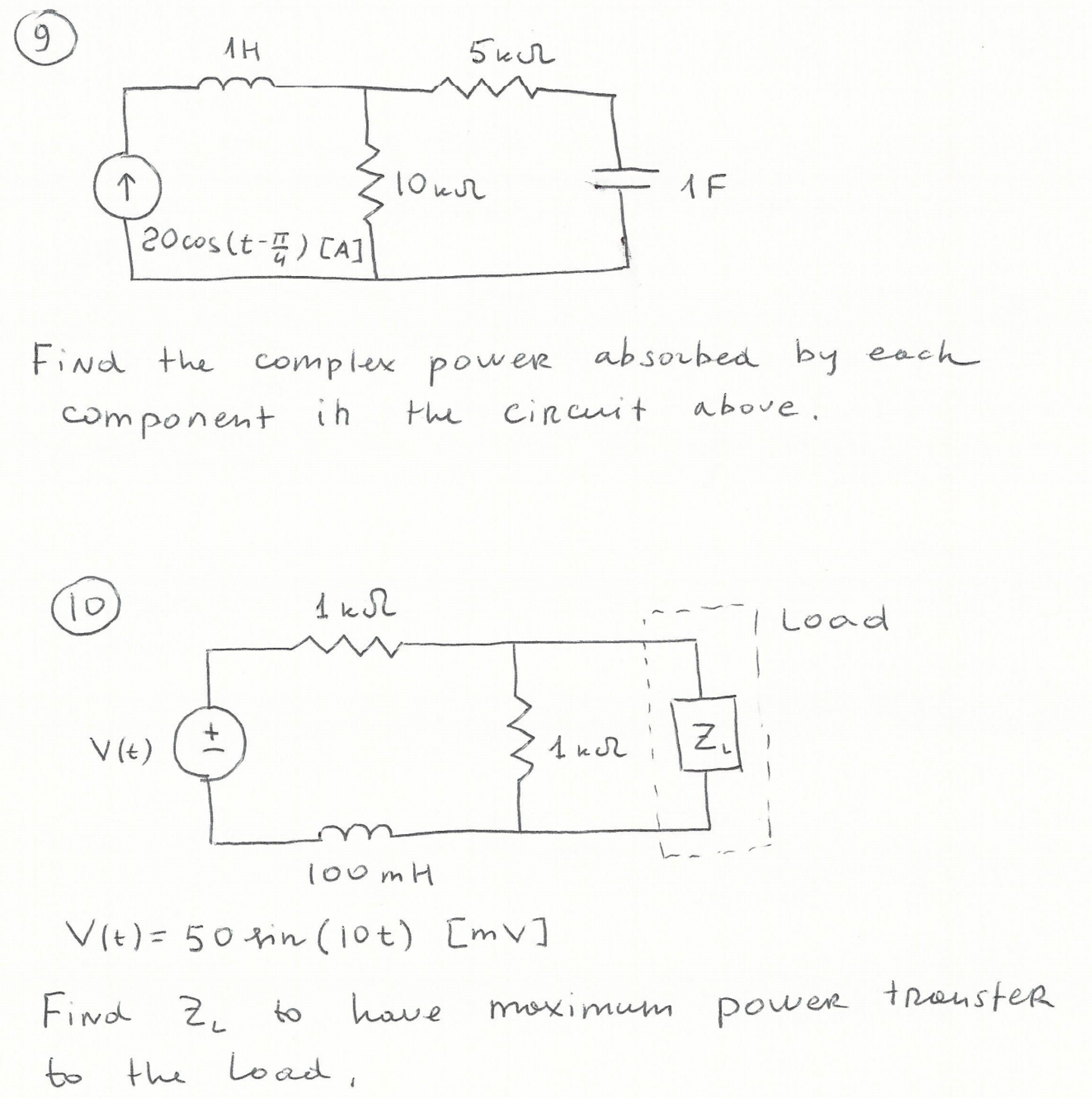 Solved Find the complex power absorbed by each component in | Chegg.com