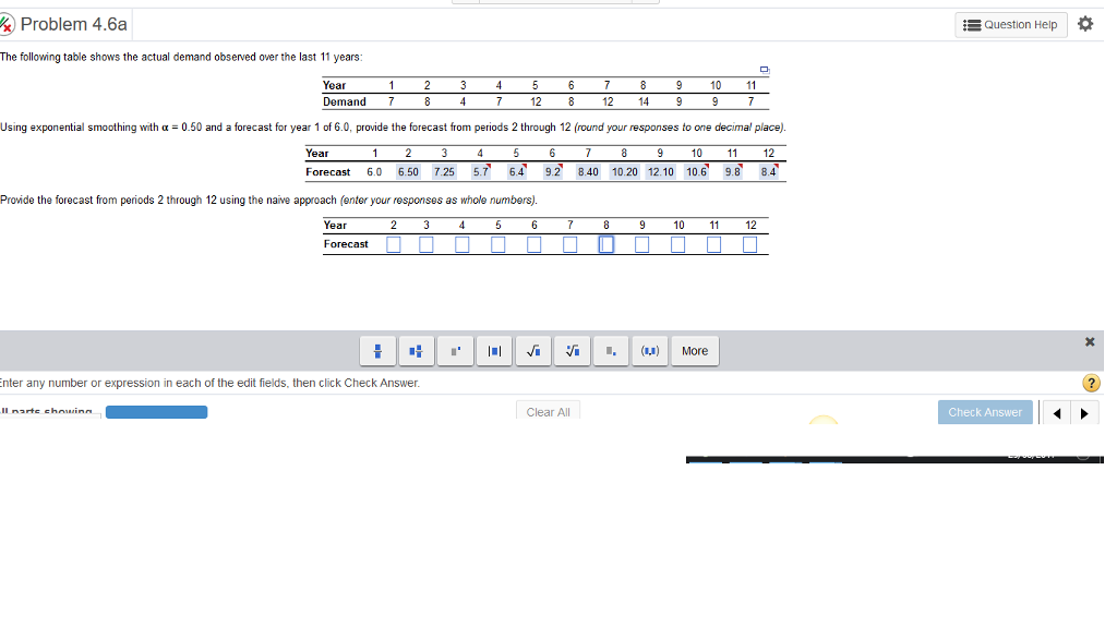 Solved The following table shows the actual demand observed | Chegg.com