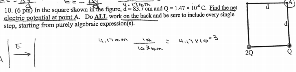 Solved In the square shown in the figure, d = 83.7 cm and Q | Chegg.com