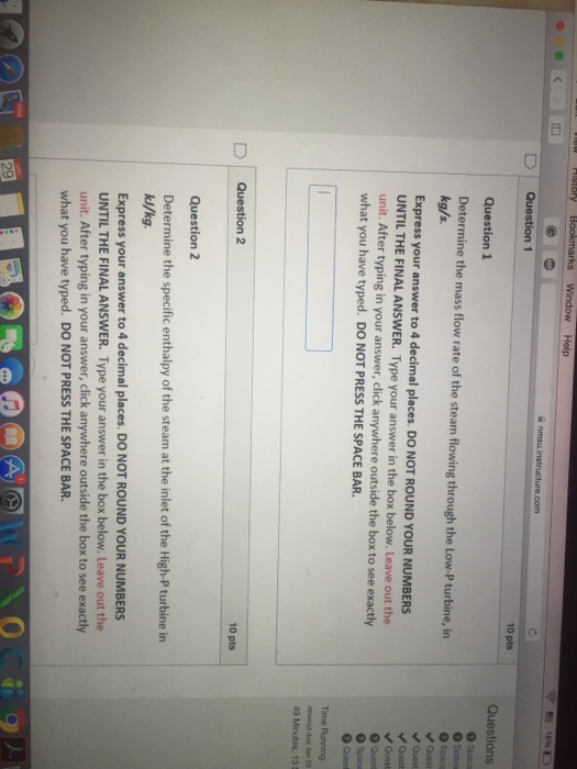 Determine the mass flow rate of the steam flowing | Chegg.com