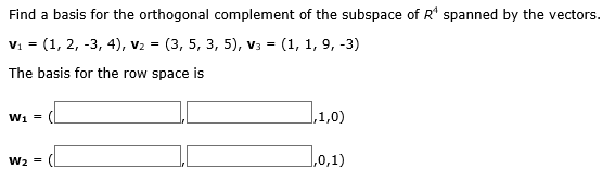 Solved Find a basis for the orthogonal complement of the | Chegg.com